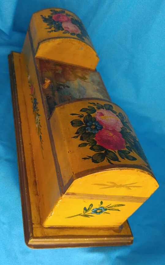 Antique Toleware Serving Tray, Train, Flagman, white House, Dog, People ...