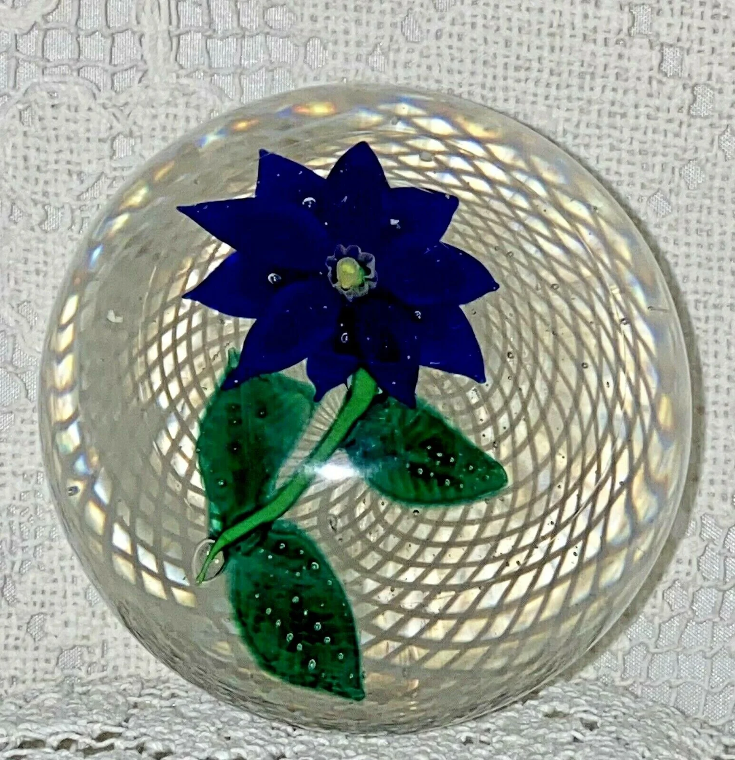 Gorgeous New England Glass Company Blue, Lampwork, Poinsettia ...
