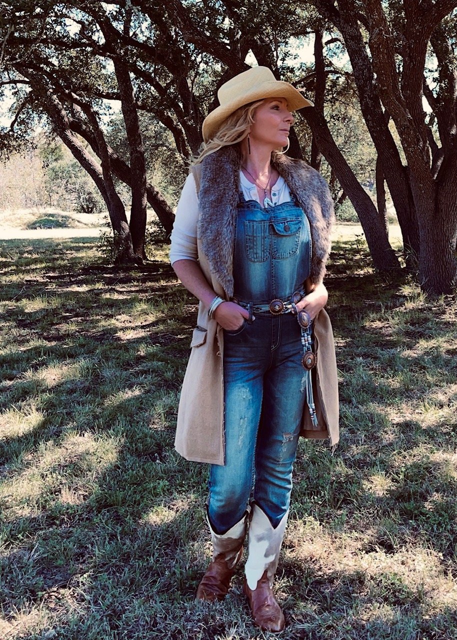 Western Wednesday overalls — Crows feet in heels