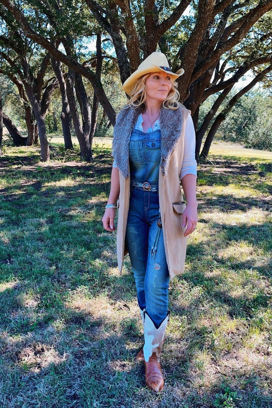 Western Wednesday overalls — Crows feet in heels