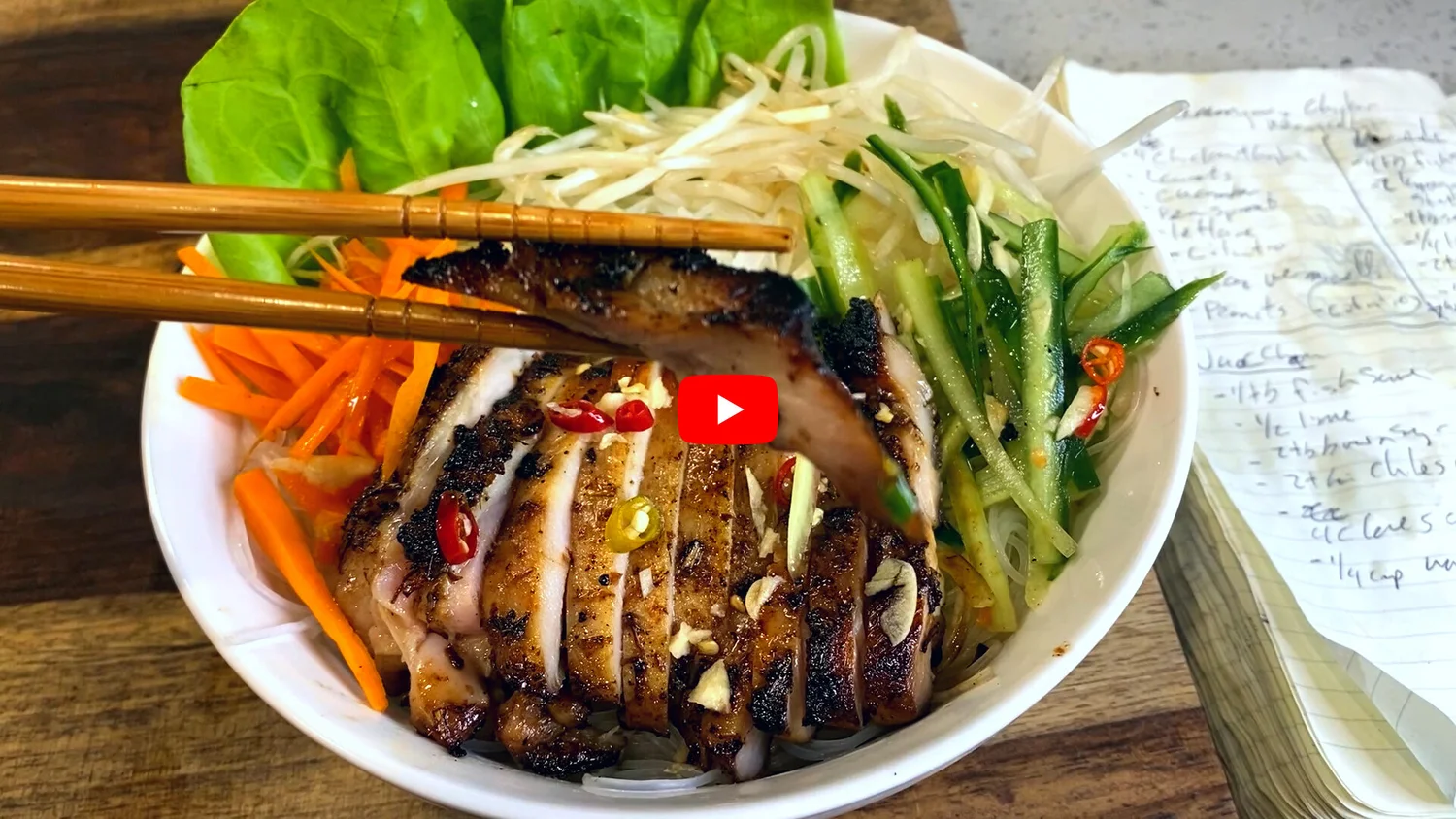 Lemongrass Chicken Vermicelli Noodles (Miss Saigon Oakland) — Woo Can Cook