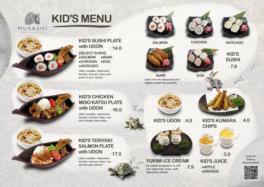 Musashi Kid's Menu, order takeaway now