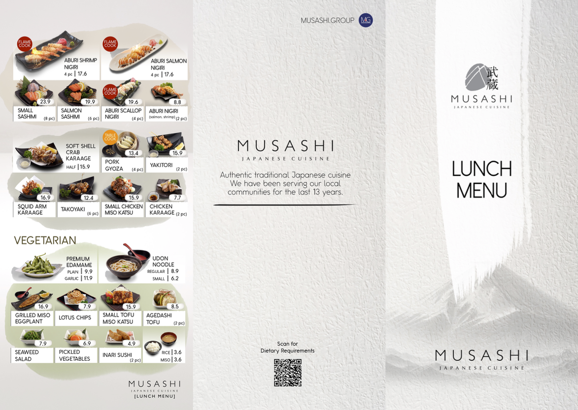 Musashi Lunch Menu