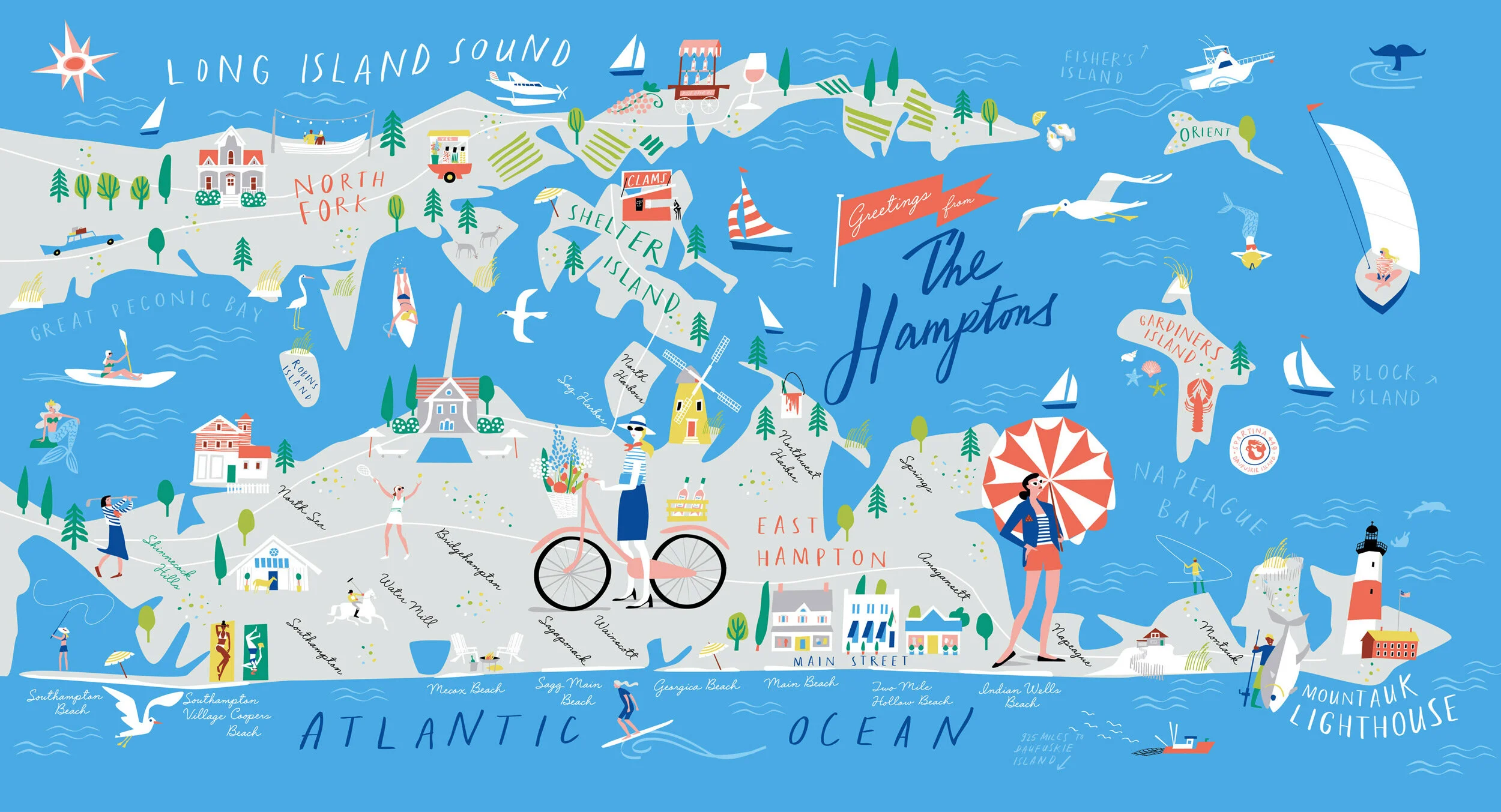‘Greetings From …’ The Hamptons — Tania Willis Illustration & Cartography