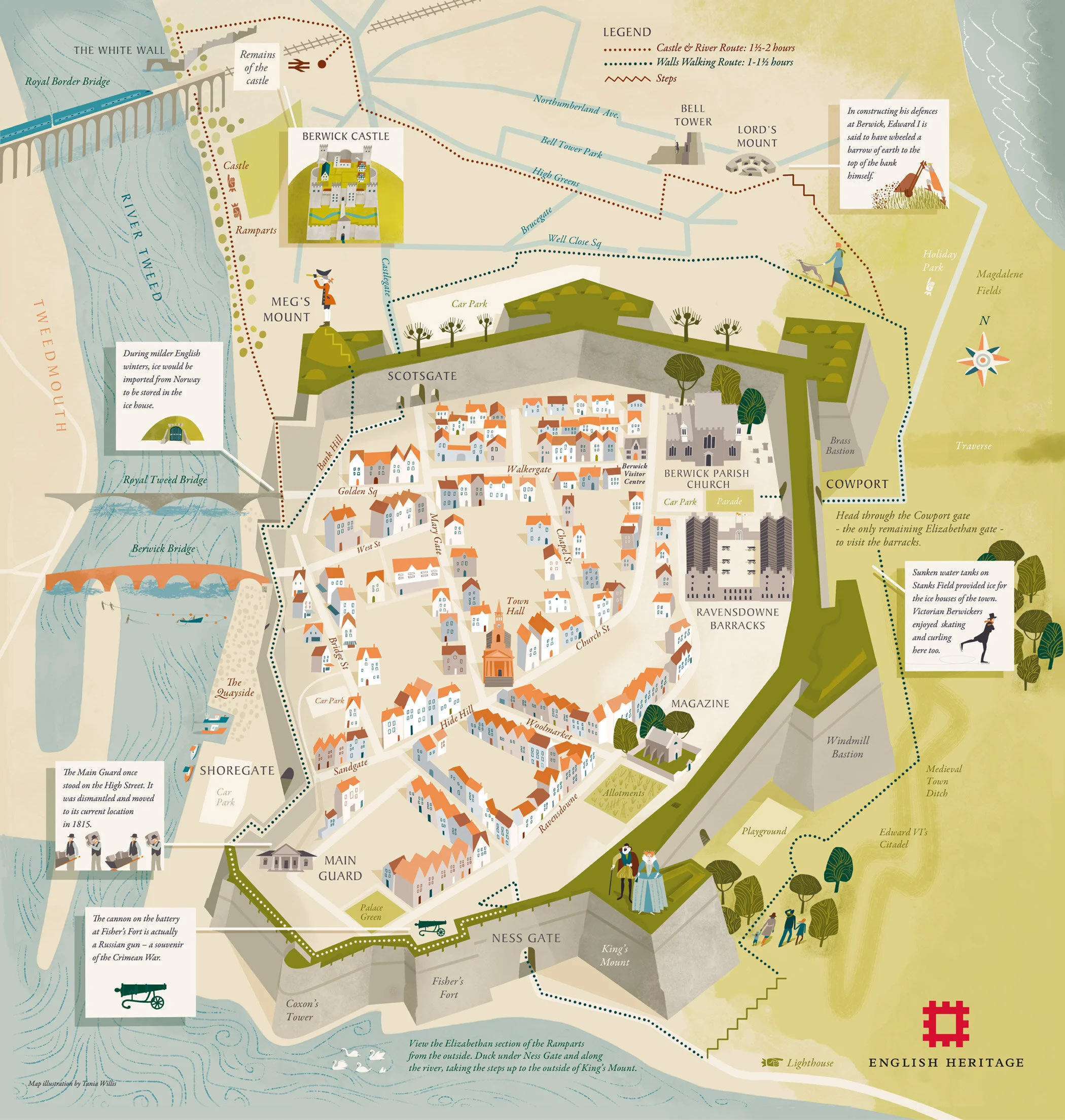 Berwick-upon-Tweed Castle and Ramparts. Visitors Map — Tania Willis ...