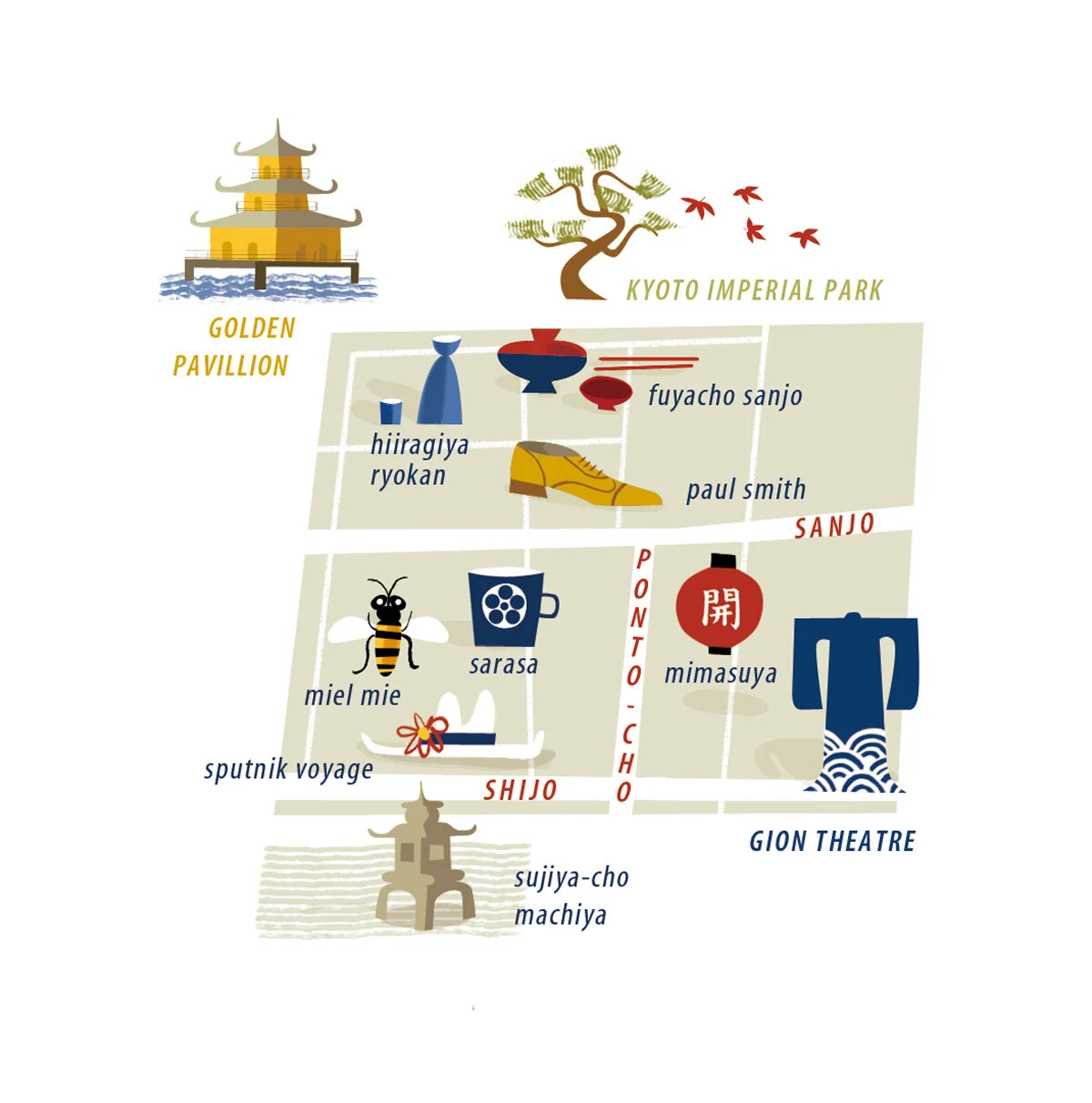 Illustrated Map of Kyoto — Tania Willis Illustration & Cartography