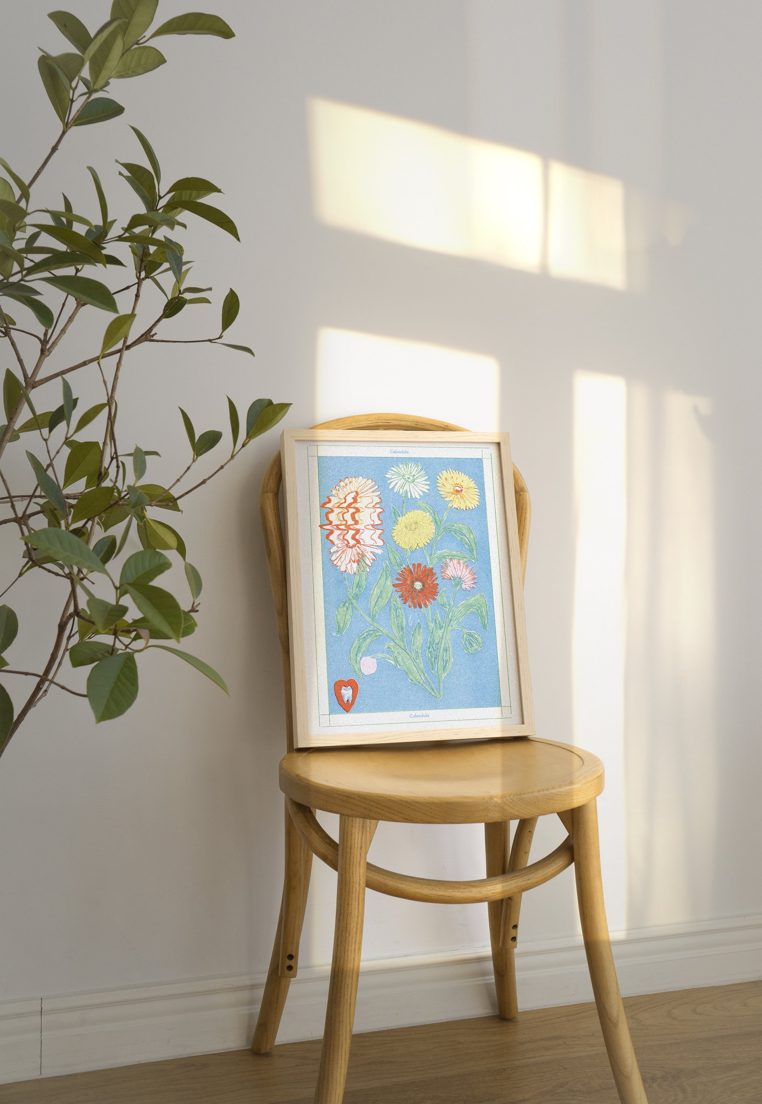 Calendula Risograph A4 Print — Emma Make