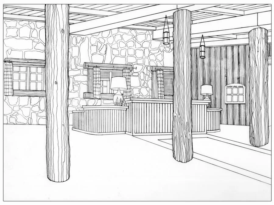 Crater Lake Lodge: Drawings for coloring or collecting by Bonny Wagoner ...