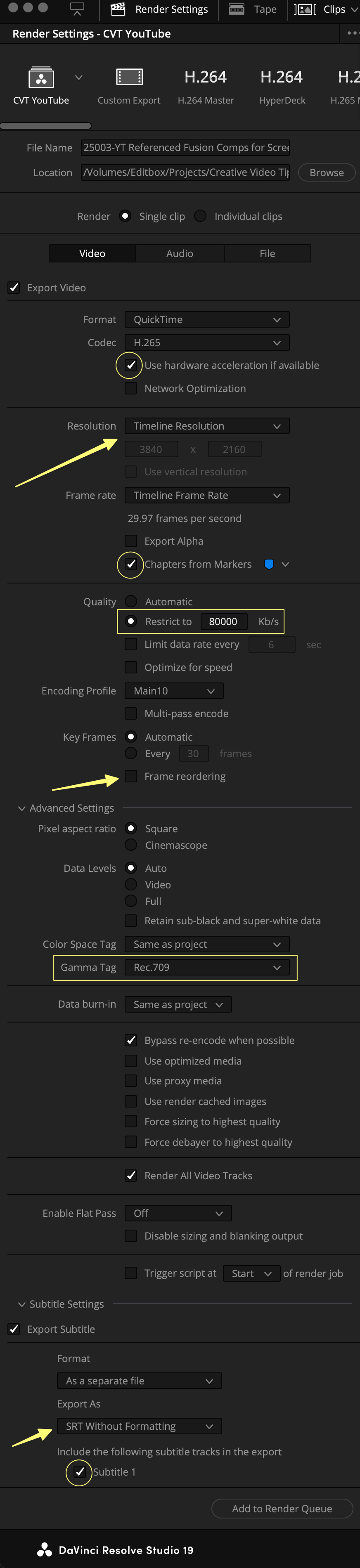 Best Resolve to YouTube Export Settings — Creative Video Tips