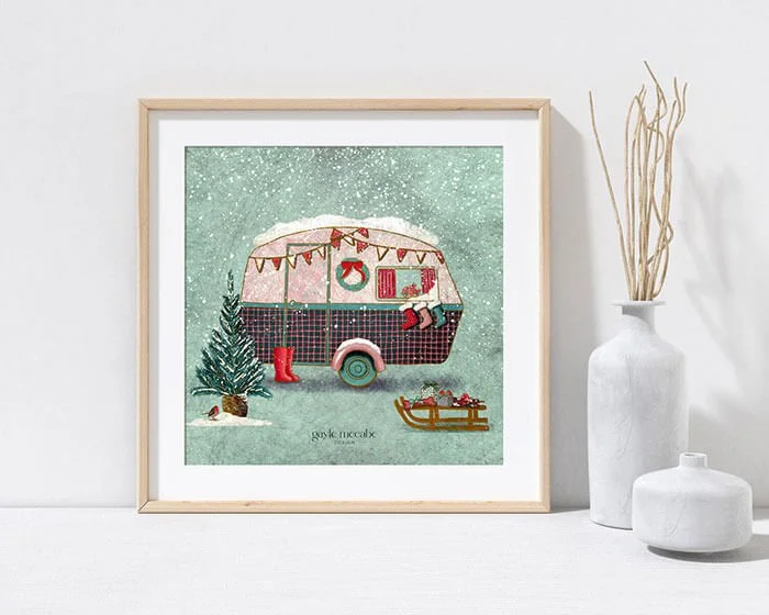 Vintage caravan spring wall art print
