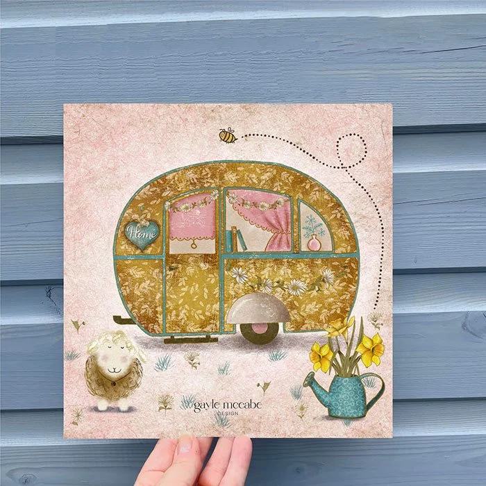 Vintage caravan spring wall art print