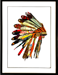 BEAR MIXED MEDIA COLLAGE ARTLighting Wallpaper Furniture Home Decor ...