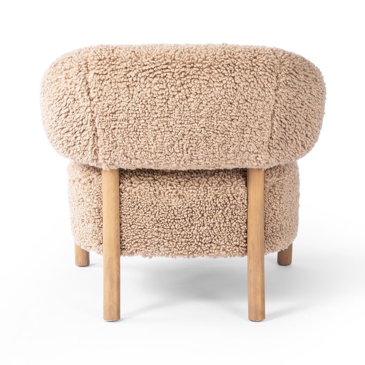 Hailey Mongolian Lamb Fur Accent Chair with Brass Legs – Modern Glam ...