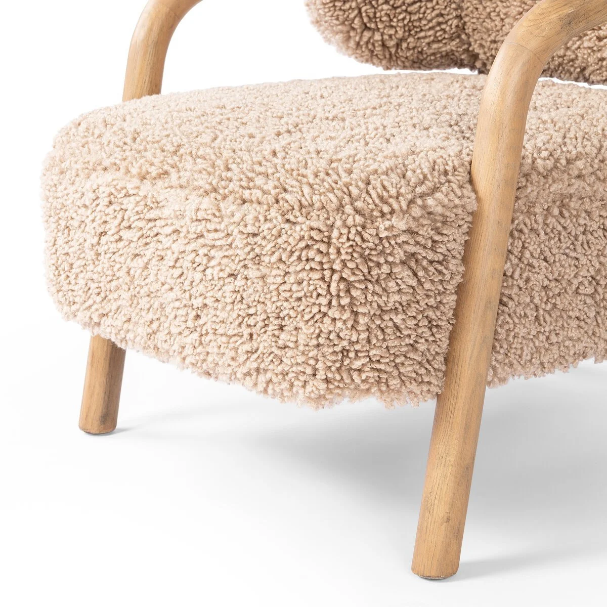 Hailey Mongolian Lamb Fur Accent Chair with Brass Legs – Modern Glam ...