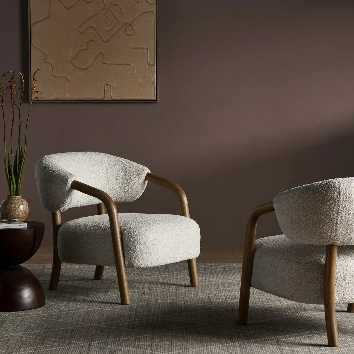 Hailey Mongolian Lamb Fur Accent Chair with Brass Legs – Modern Glam ...