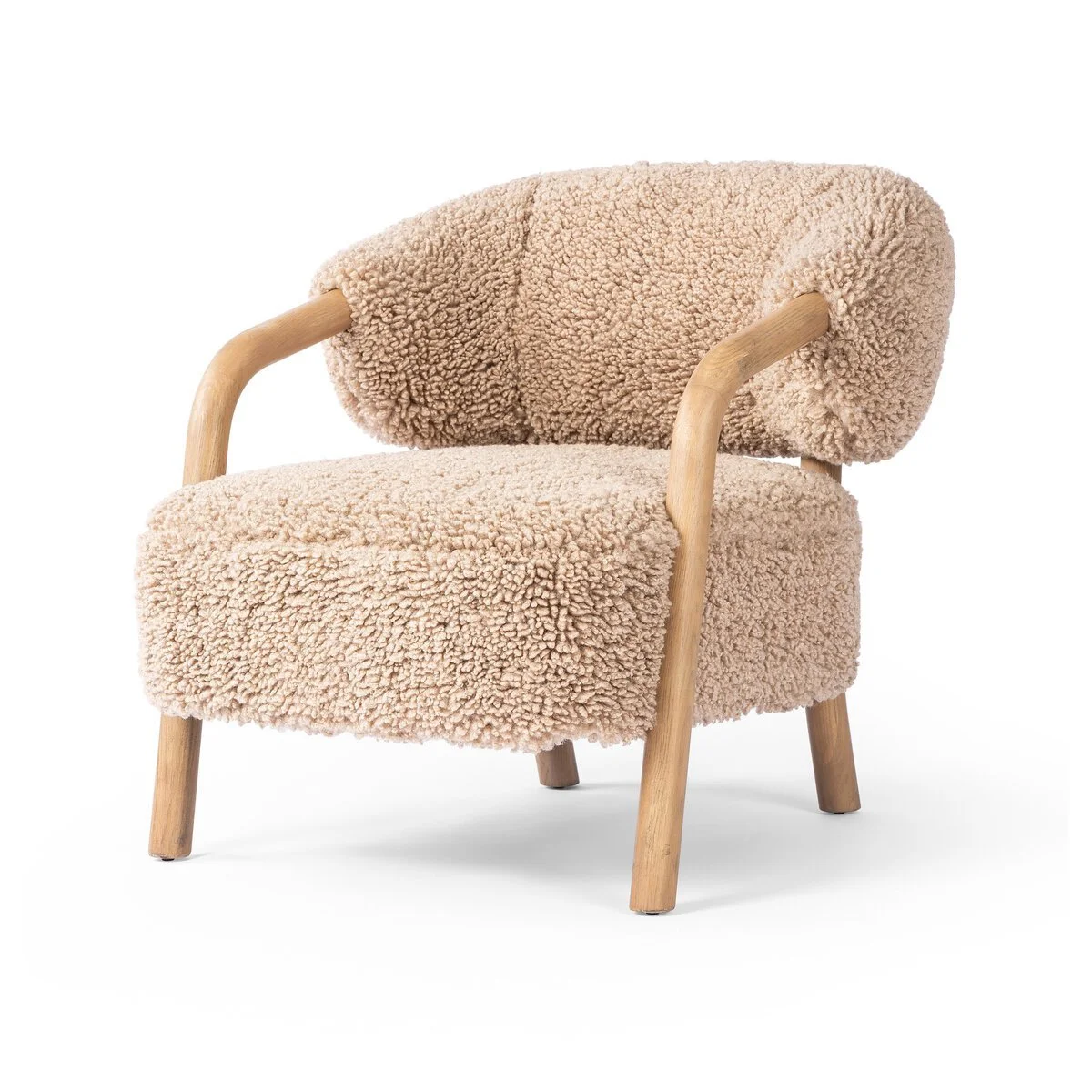Hailey Mongolian Lamb Fur Accent Chair with Brass Legs – Modern Glam ...