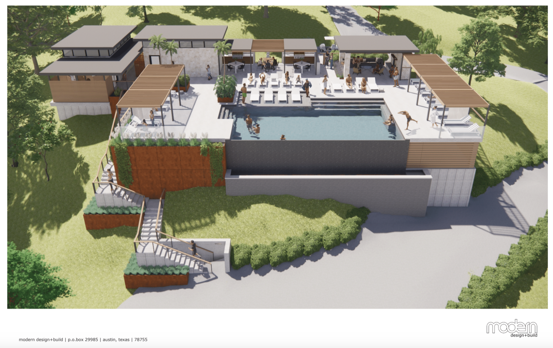 a take on a modern clubhouse | Modern Pools
