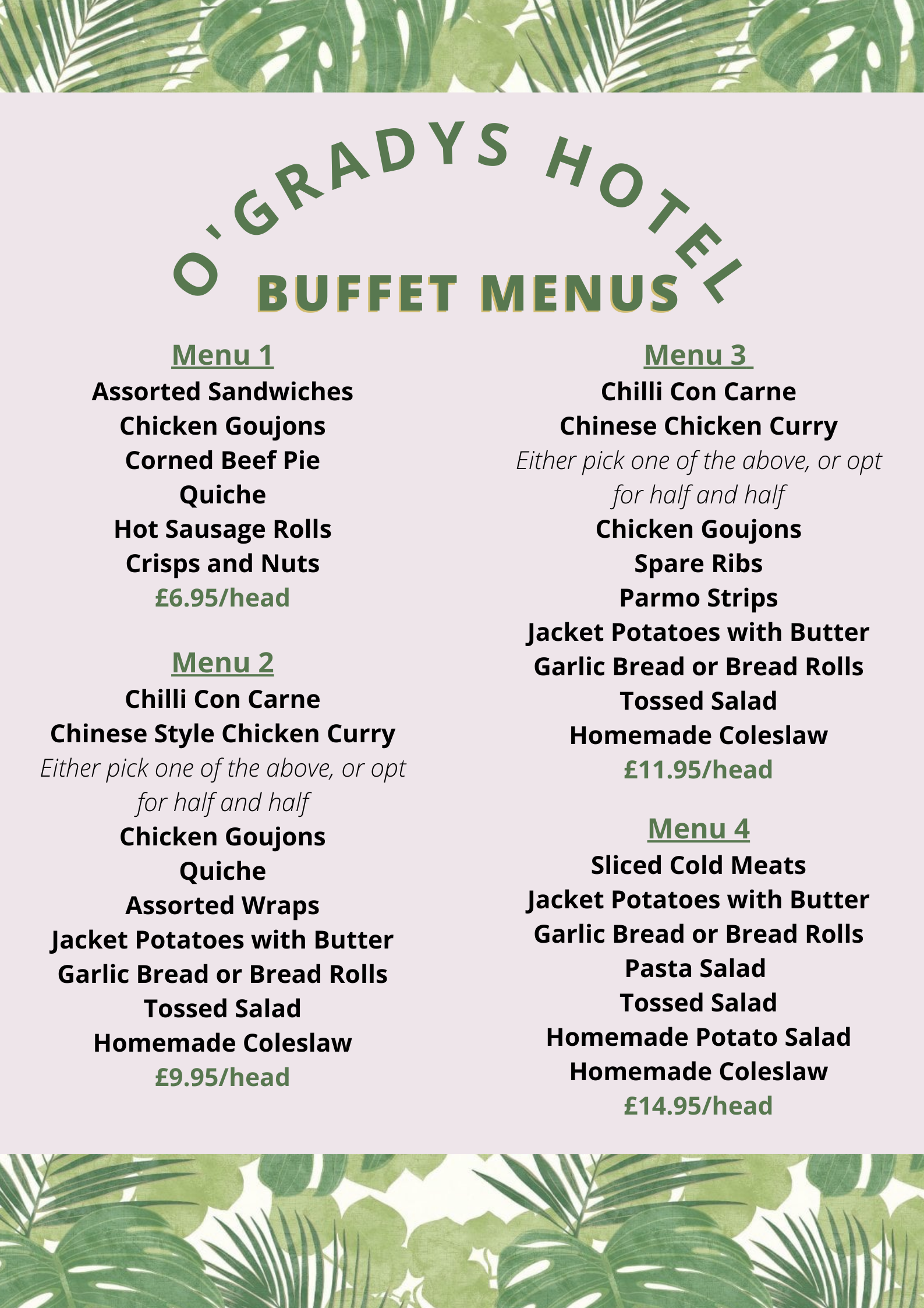 Function Package — O'Gradys Hotel, Ale House Restaurant