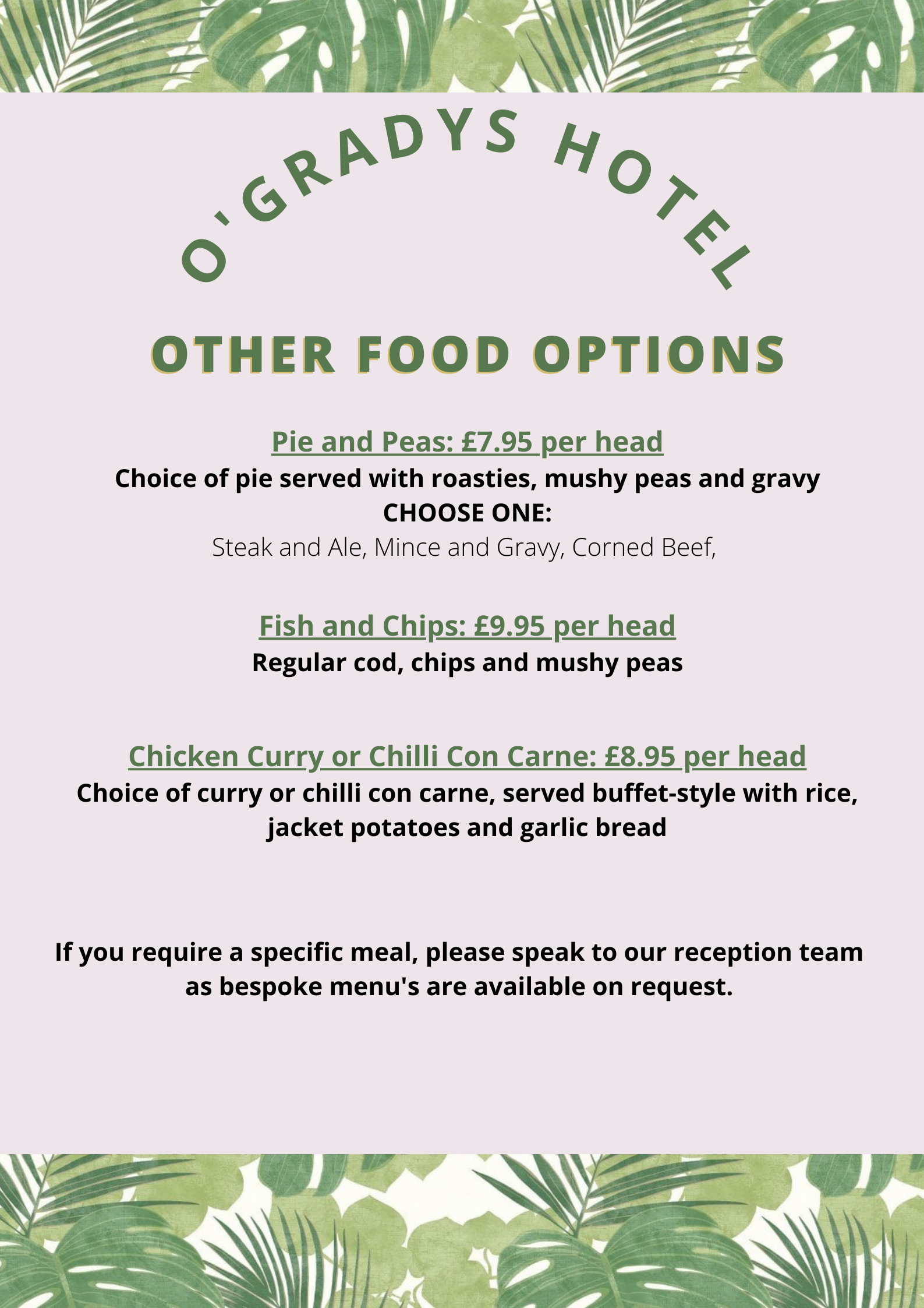 Function Package — O'Gradys Hotel, Ale House Restaurant