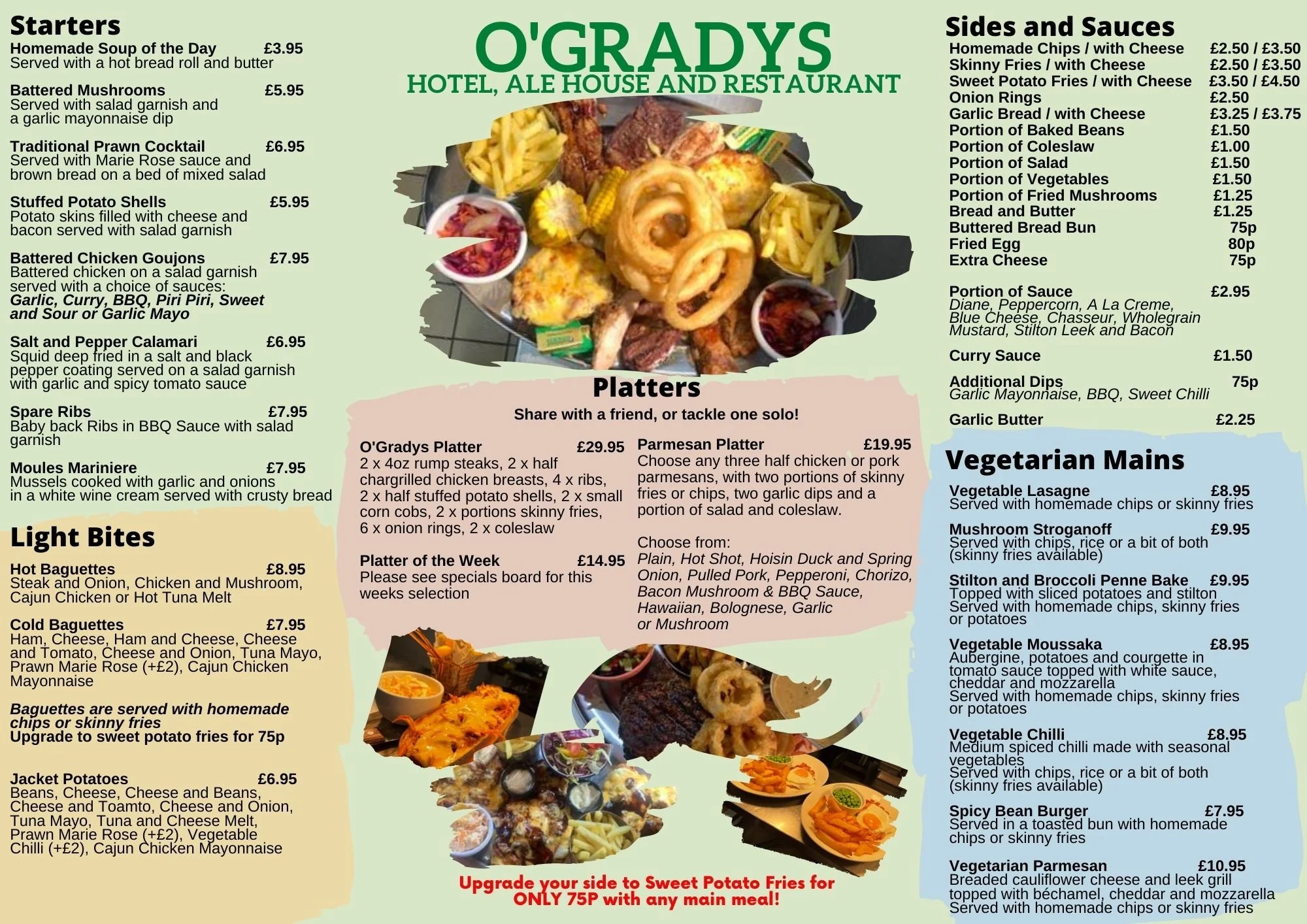 Monday to Saturday — O'Gradys Hotel, Ale House Restaurant