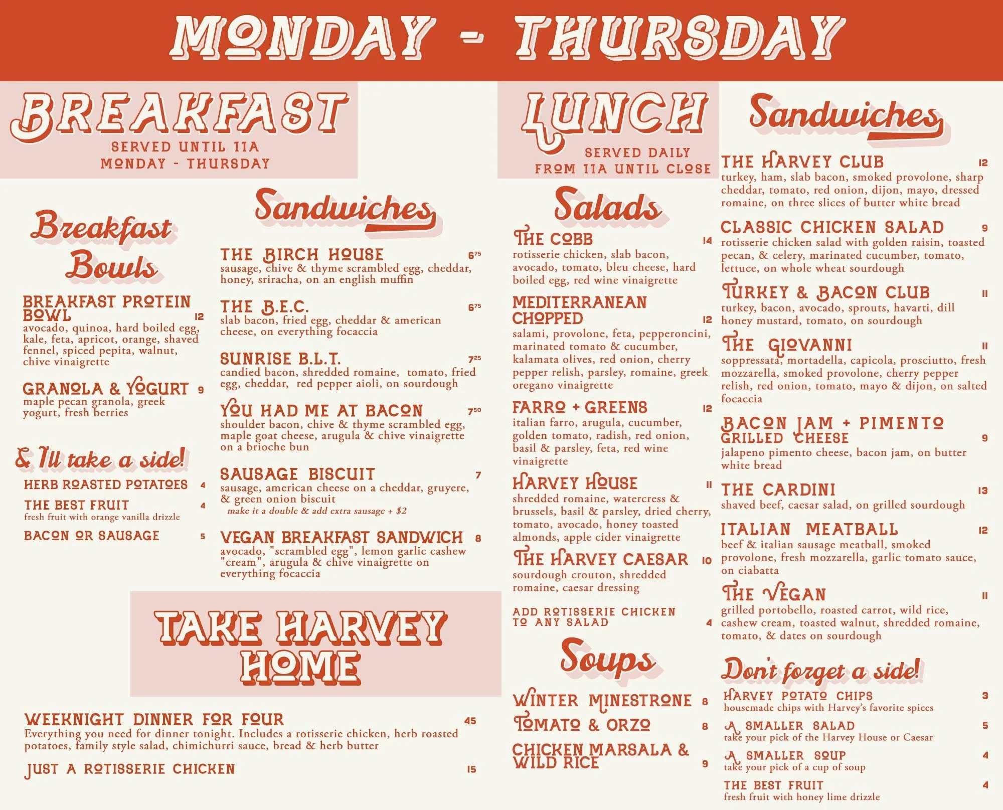 MENU — The Harvey Bakery & Kitchen
