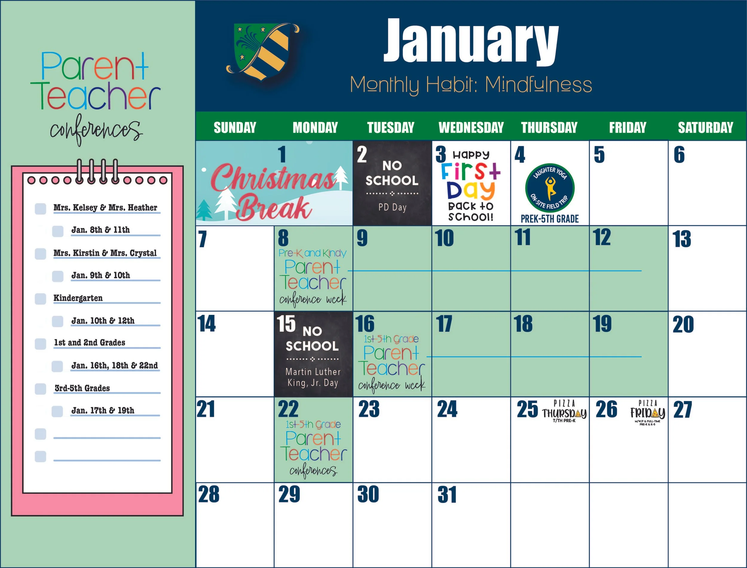 School Calendar — LaFontaine Preparatory School