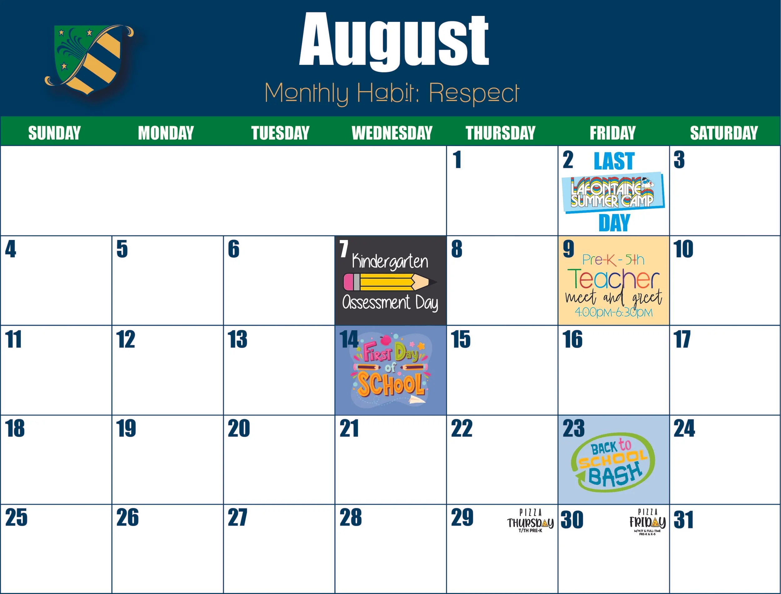 School Calendar — LaFontaine Preparatory School