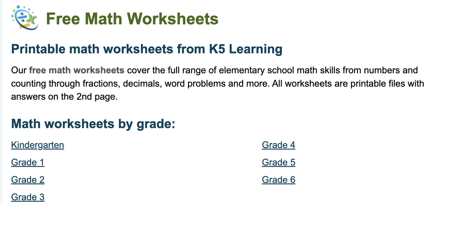 K 5 Math Worksheets Finding The Matching Number Pre School Maths