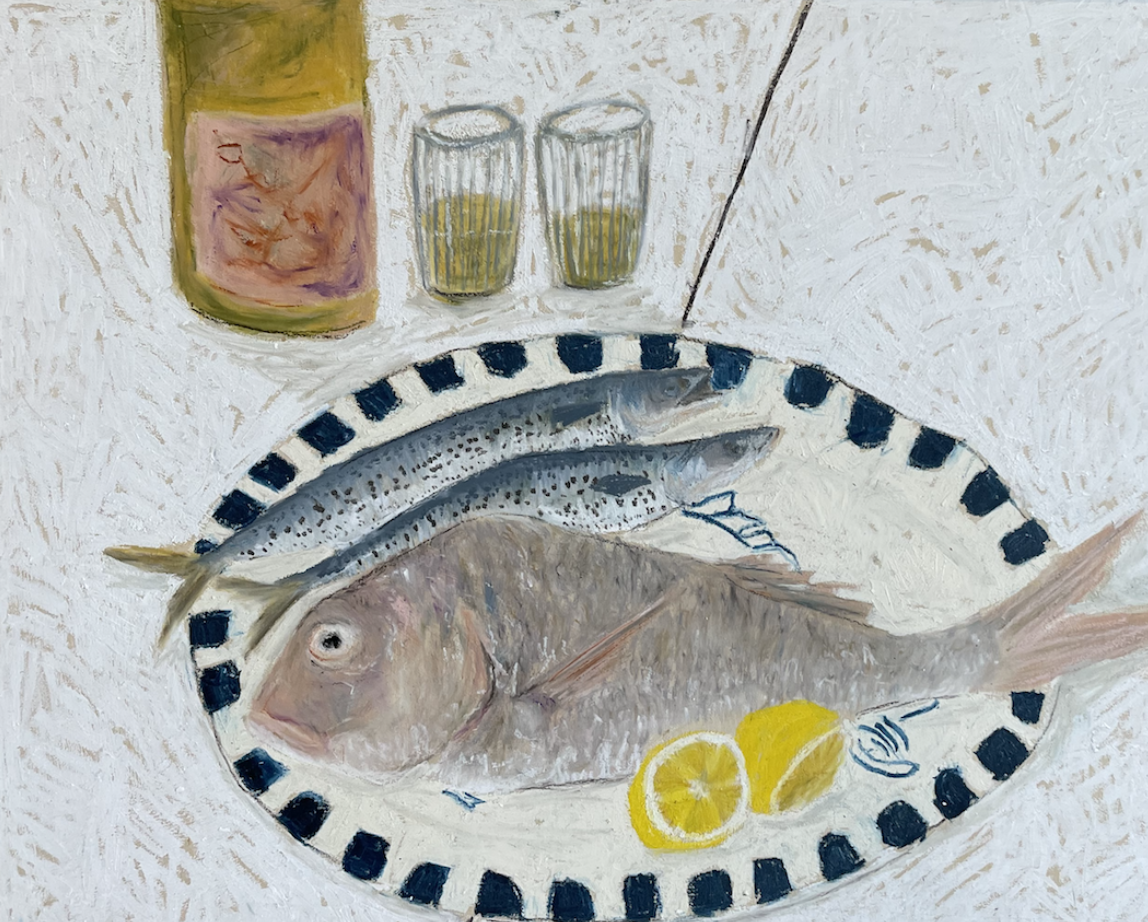 Phoebe Stone — Snapper by Mackerel (Beach) (2022) — Oil Pastel on Board ...