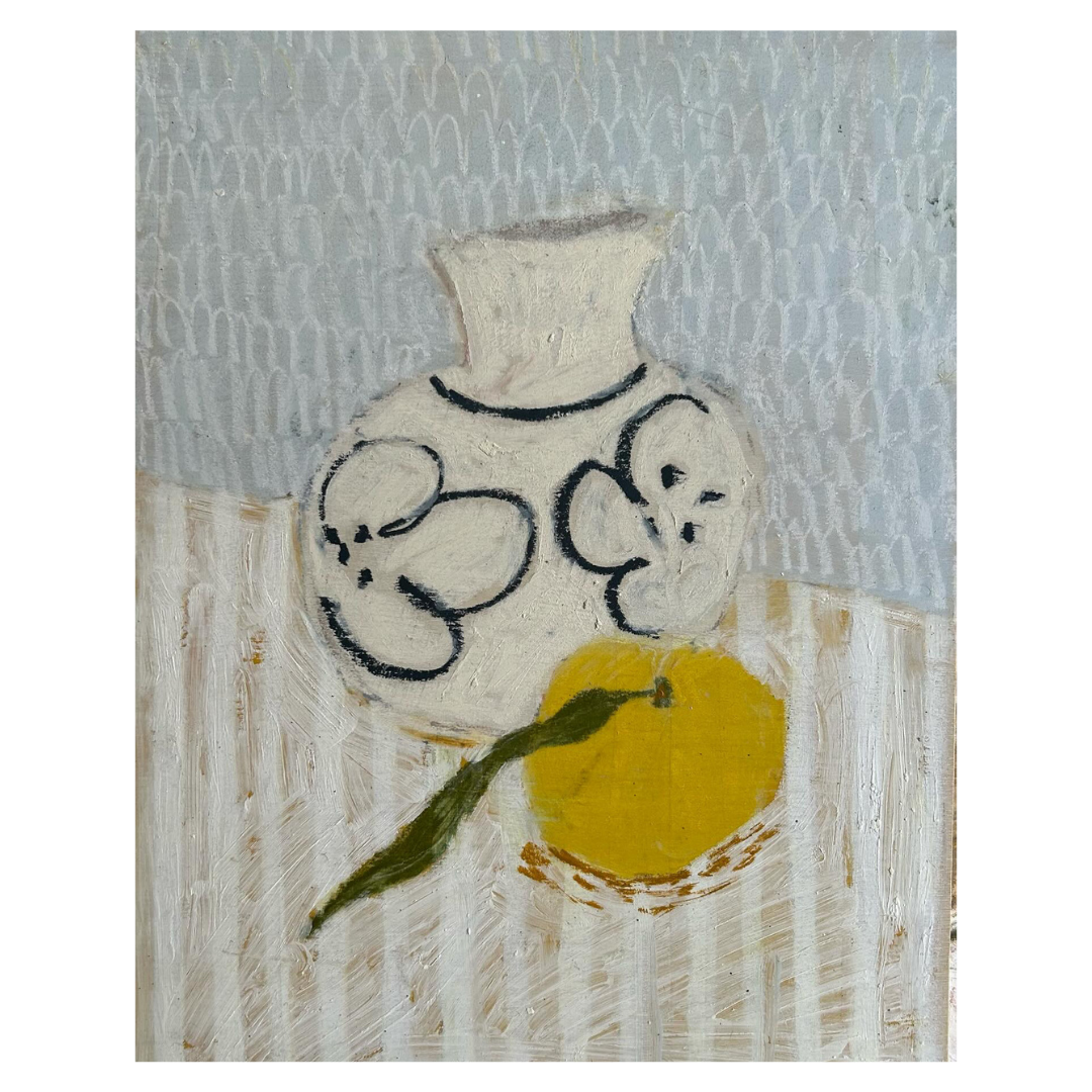 Phoebe Stone — Painted Vase and Quince (2024) — Oil Pastel on Birch ...