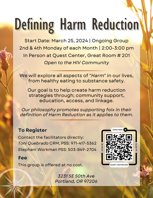 Defining Harm Reduction Group — Quest Center for Integrative Health