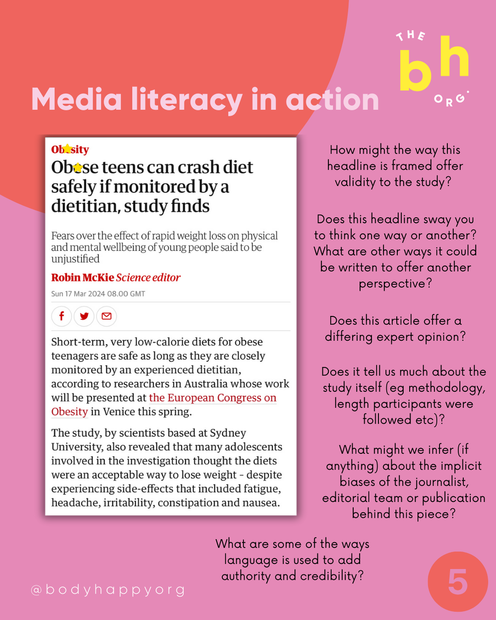 Media Literacy and Body Image — The Body Happy Org