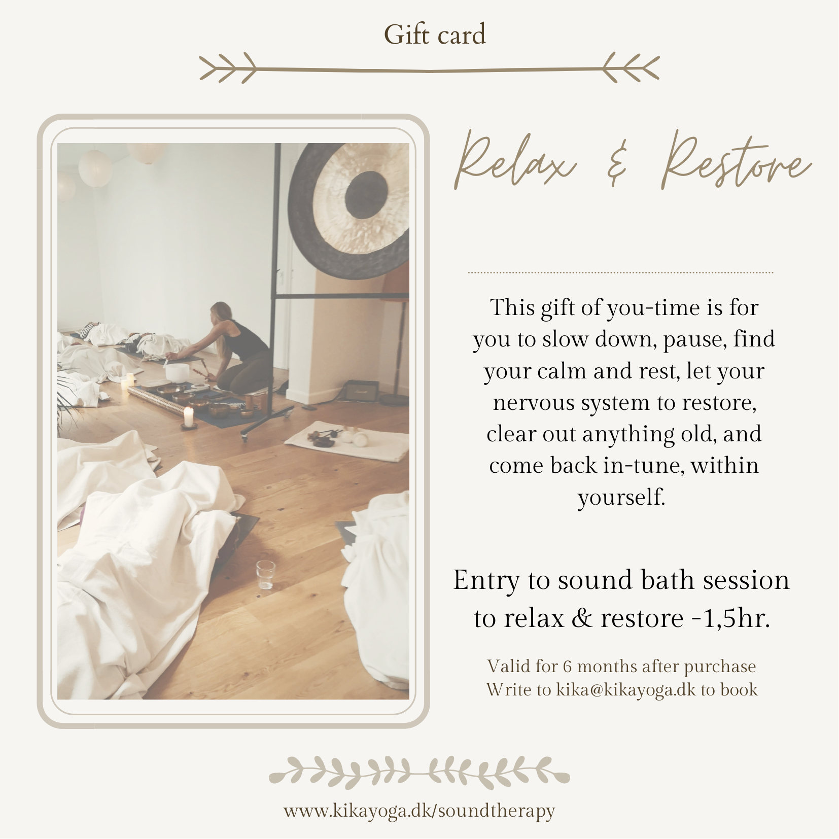 Sound therapy gift cards — Kika Yoga & sound therapy