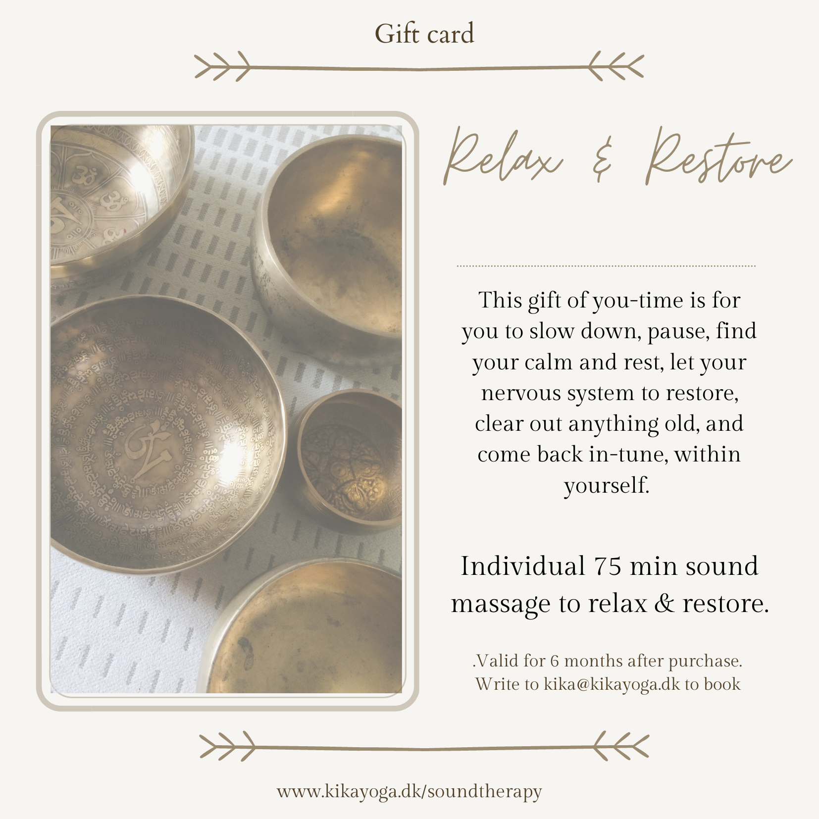 Sound therapy gift cards — Kika Yoga & sound therapy
