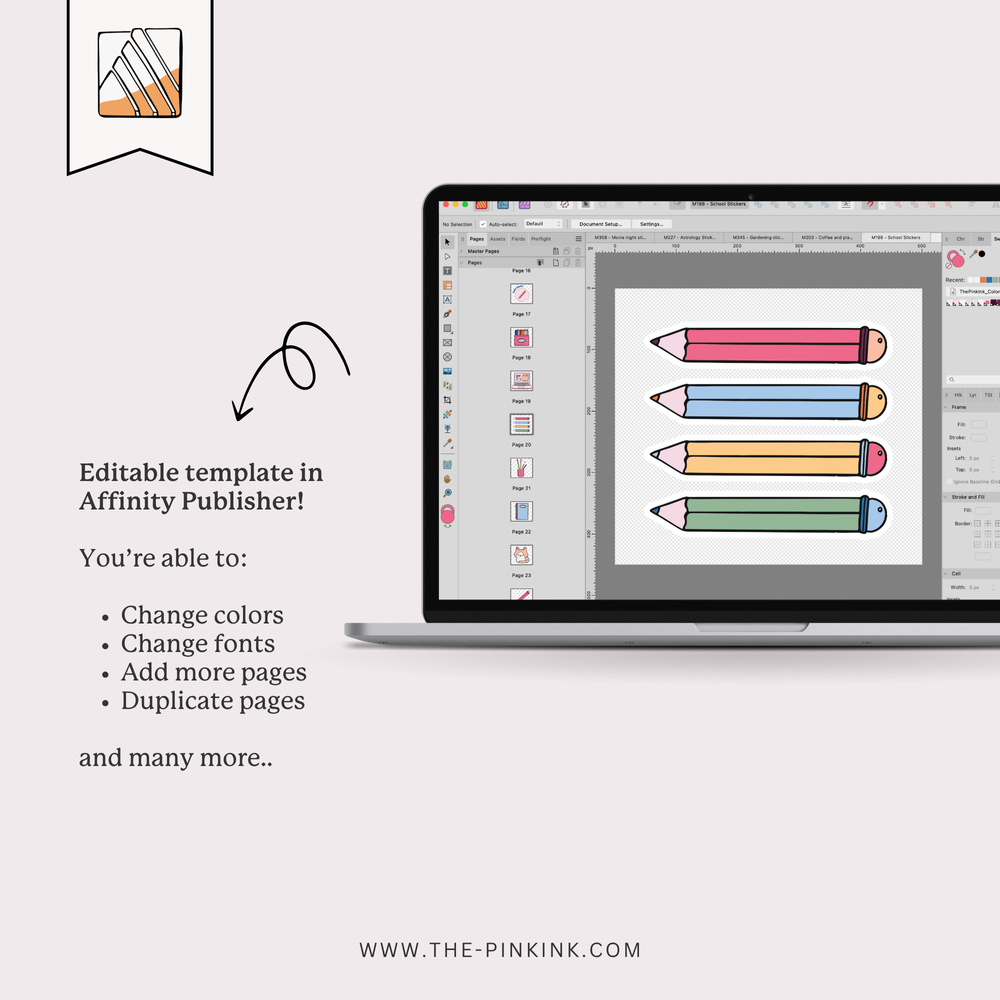PLR School Stickers for Affinity Publisher — The Pink Ink Shop