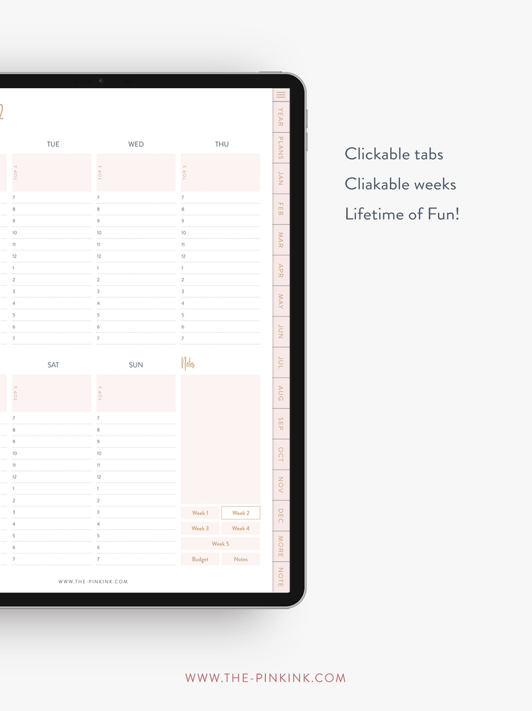 Essential Weekly Planner Pink Hourly — The Pink Ink Shop