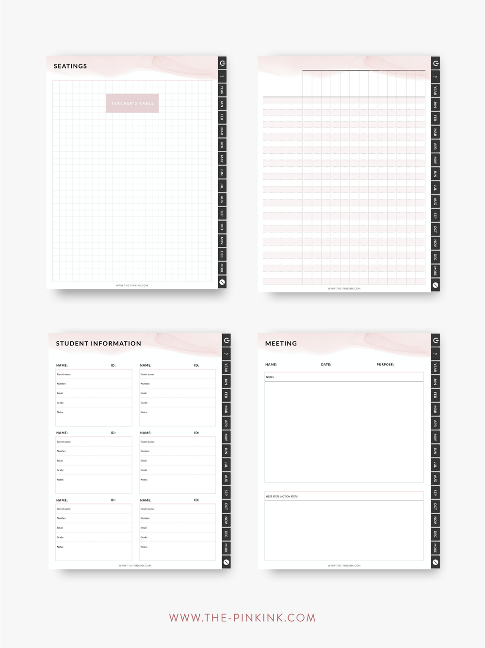 Pink Essential Weekly Planner - Undated — The Pink Ink Shop