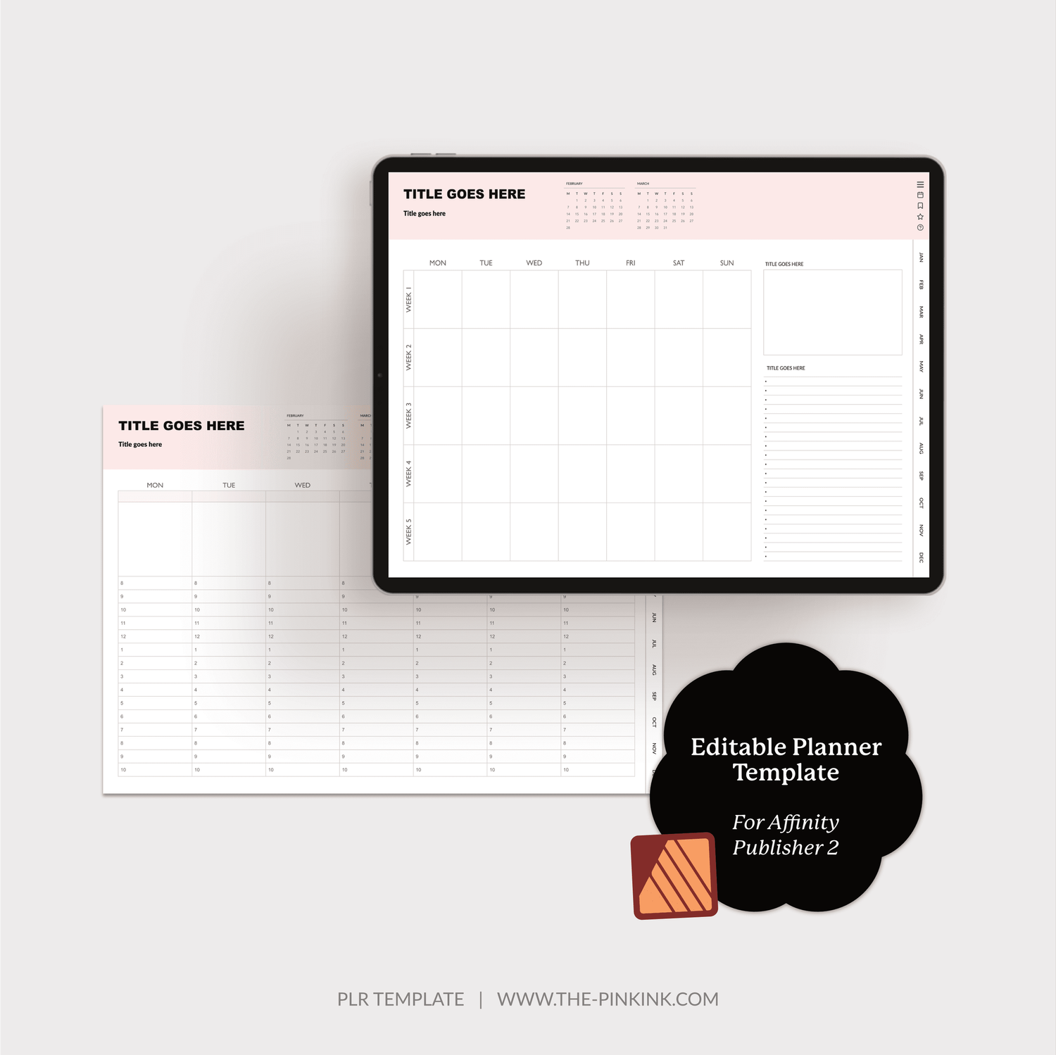 Bold PLR Digital Planner Template — The Pink Ink Shop