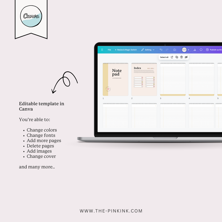 Minimal Notepad PLR Template for Canva — The Pink Ink Shop