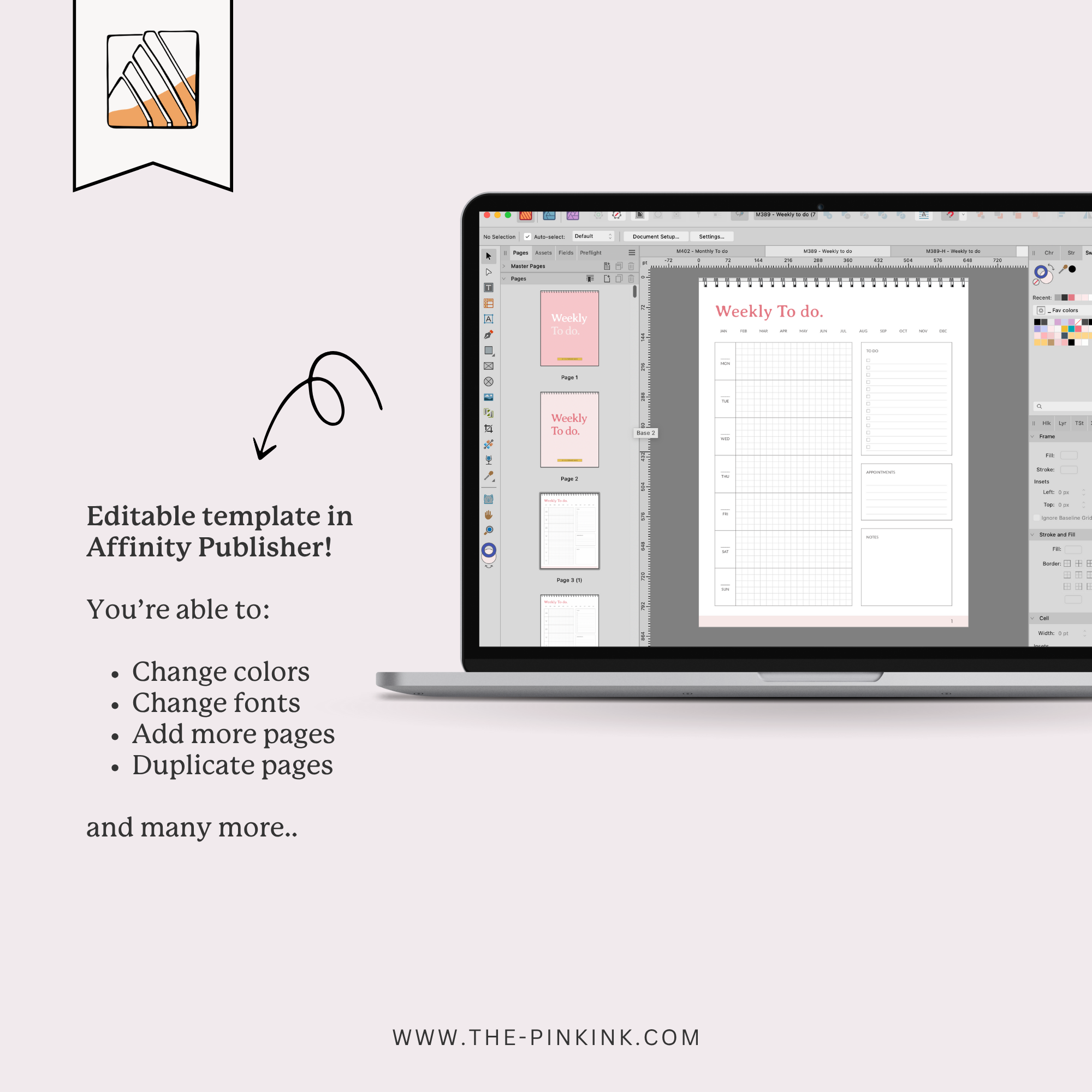 Weekly To Do Notepad for Affinity Publisher — The Pink Ink Shop
