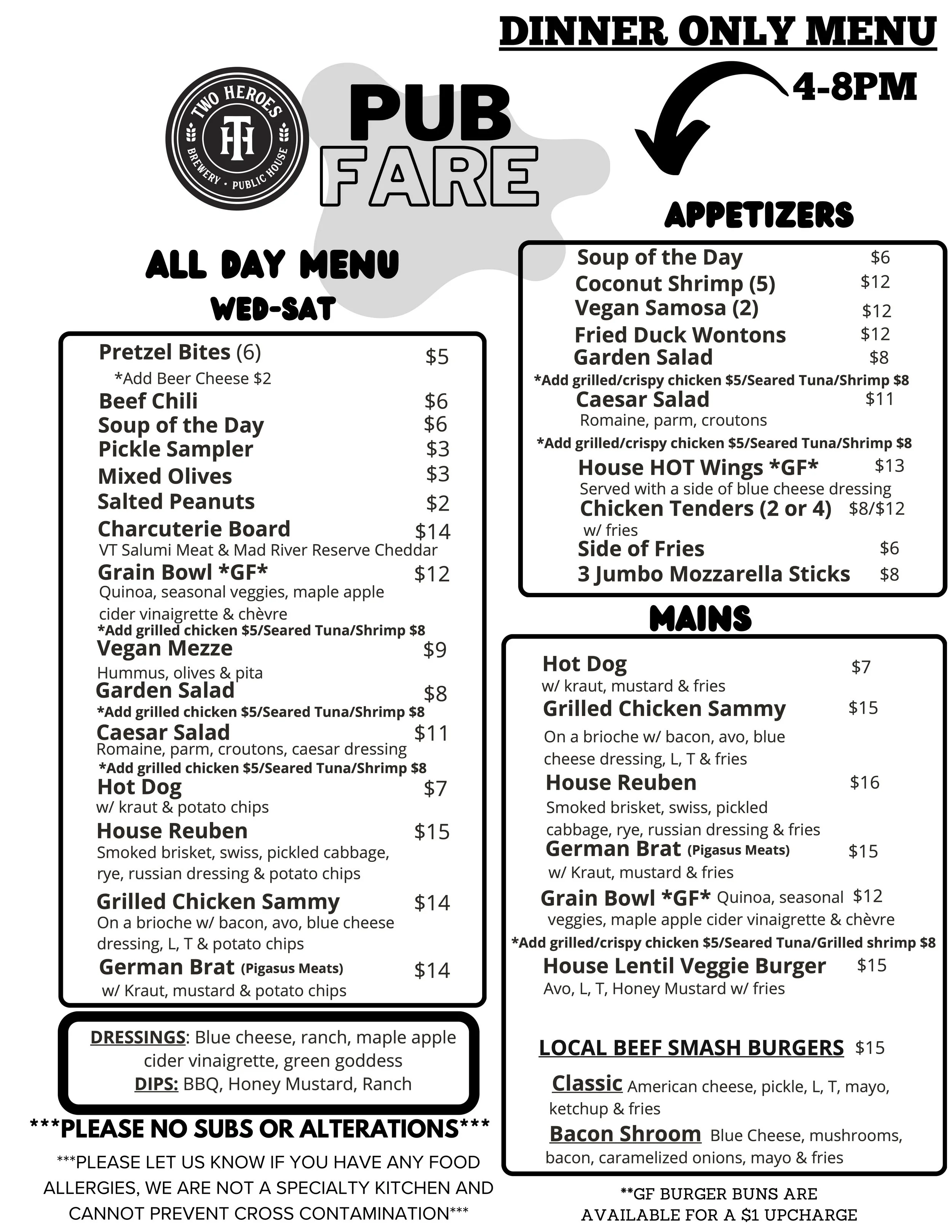 Current Menu — Two Heroes Brewery ‧ Public House