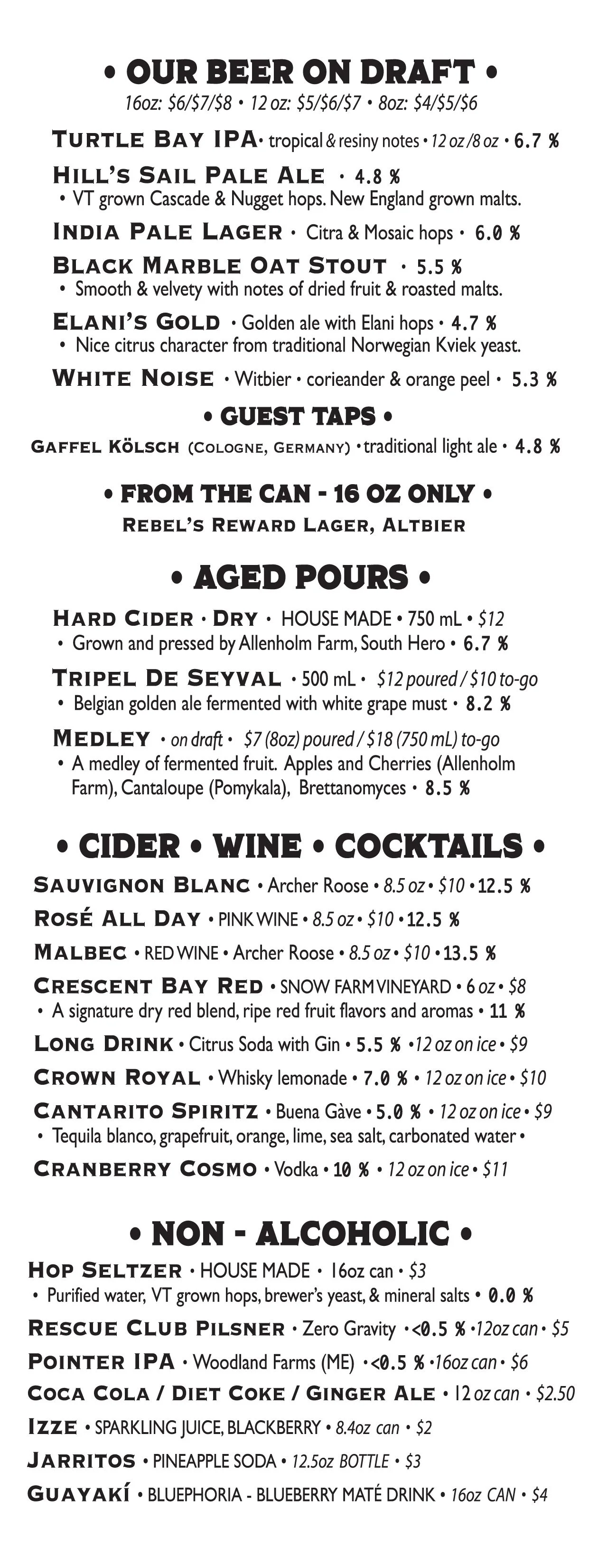 Current Menu — Two Heroes Brewery ‧ Public House