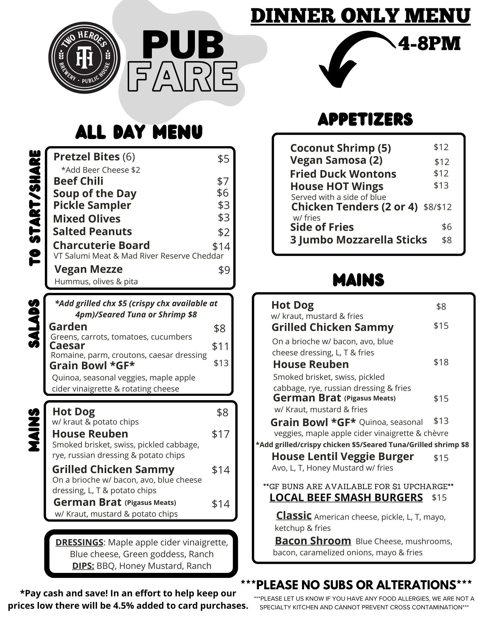 Current Menu — Two Heroes Brewery ‧ Public House