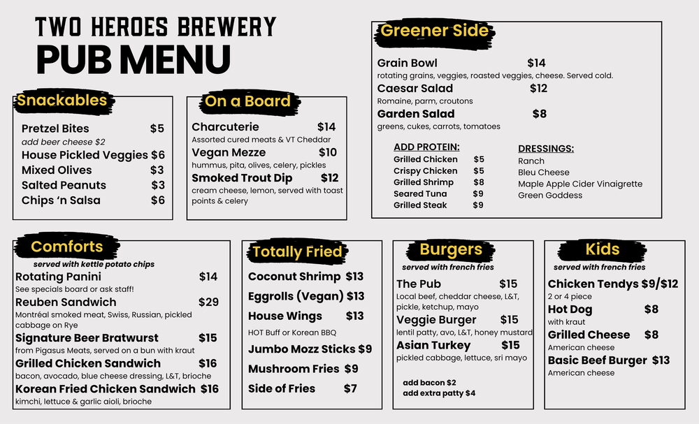 Current Menu — Two Heroes Brewery ‧ Public House