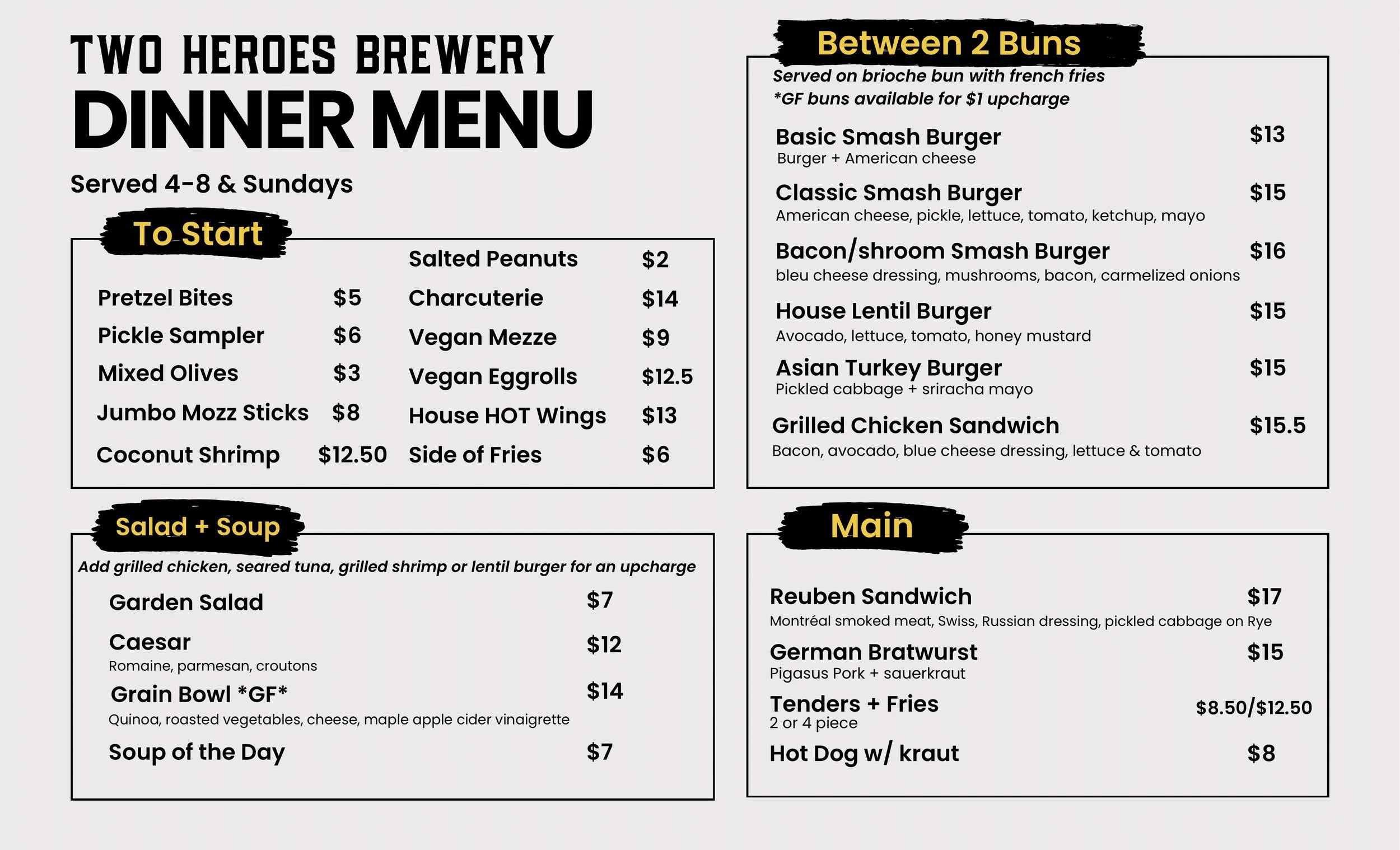 Current Menu — Two Heroes Brewery ‧ Public House