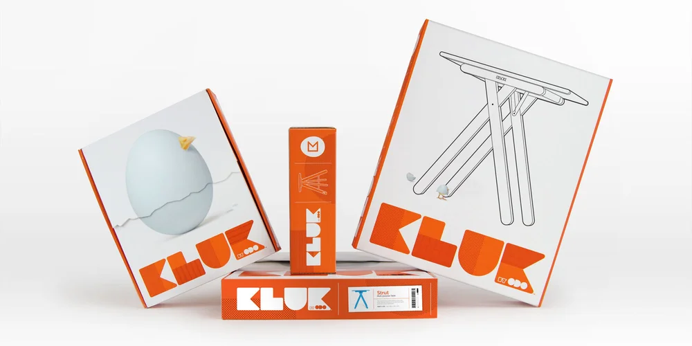 Kluk furniture collection brand name, visual identity and packaging ...