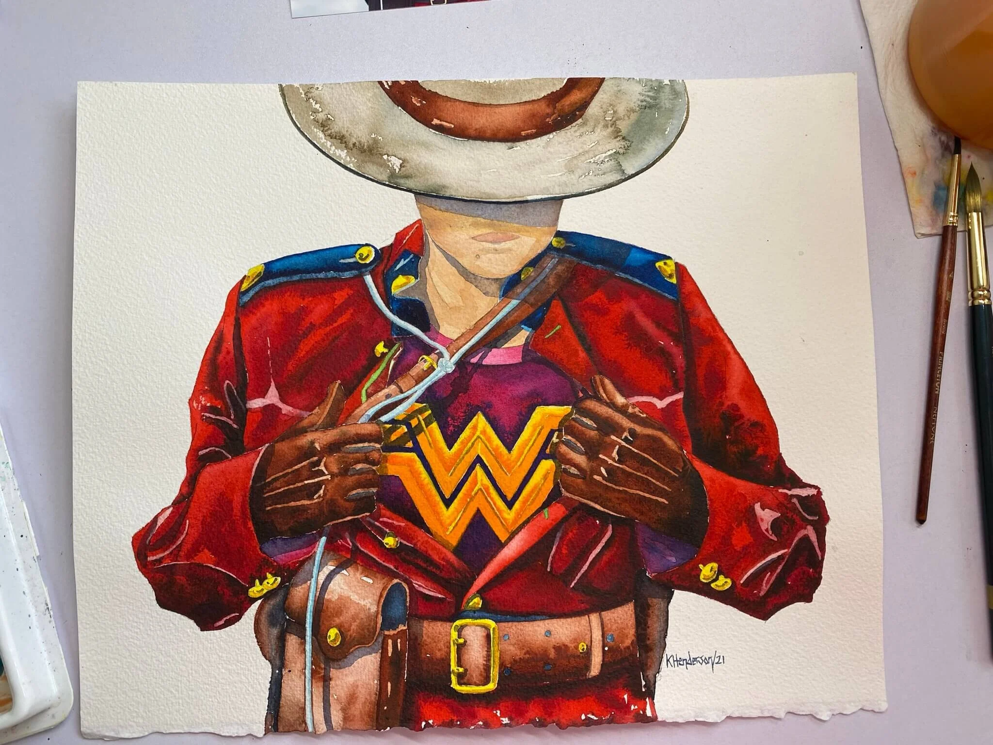 A Hero II: Watercolor painting and prints featuring an RCMP officer ...