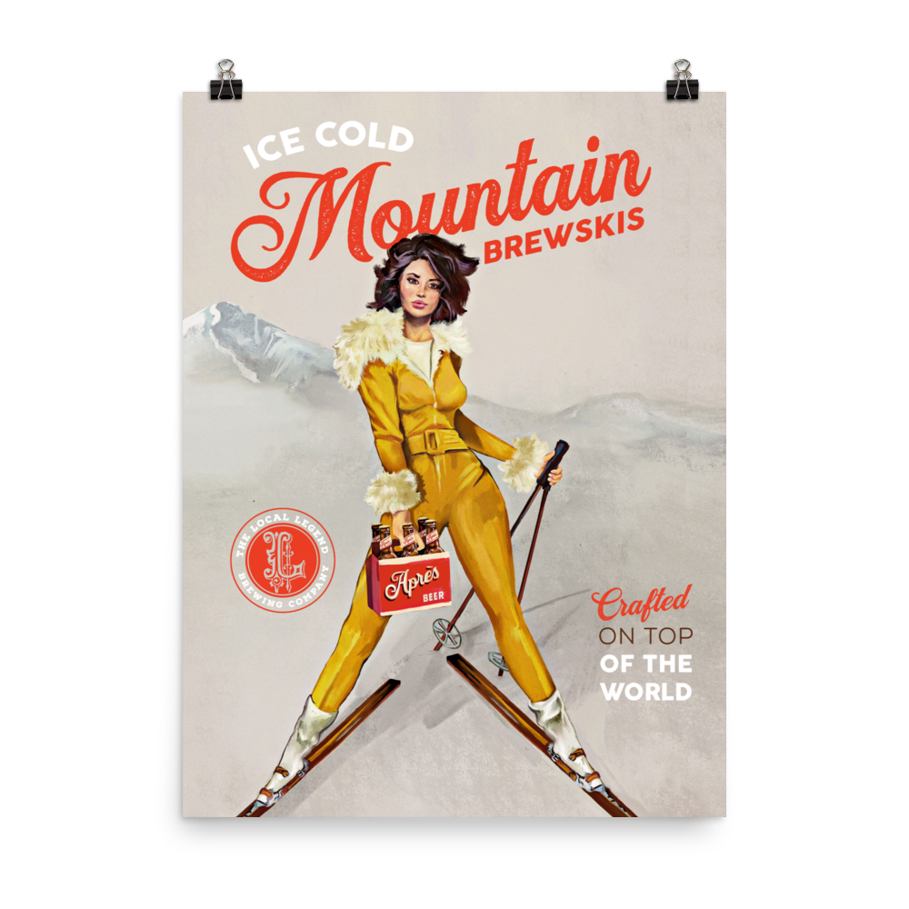Vintage Pinup Girl Ski Poster. Retro Skiing Wall Art. Apres Ski Bar ...