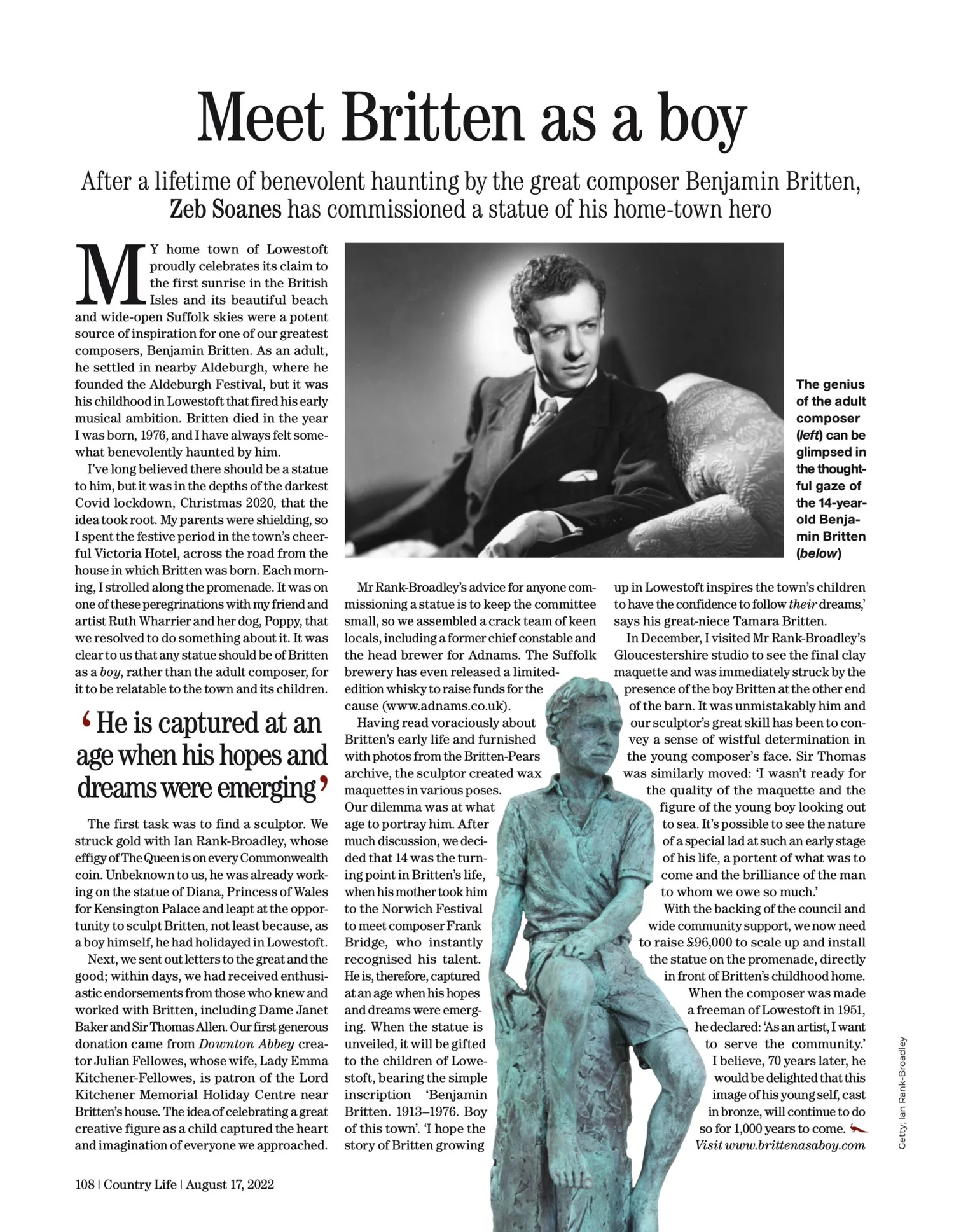 Meet Britten as a boy — Britten as a Boy Statue