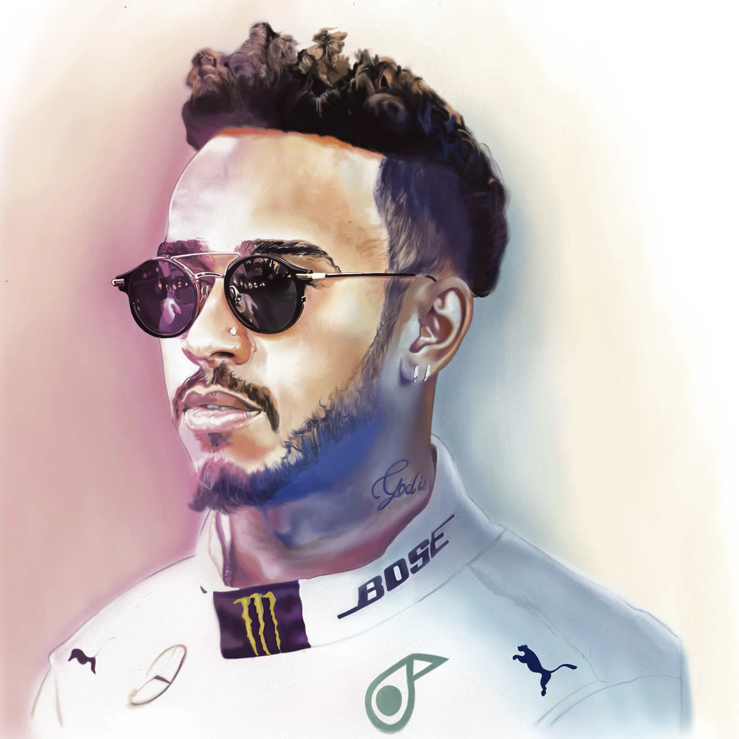 Lewis Hamilton Illustrated Race Helmet, F1 Poster — Jon Frank
